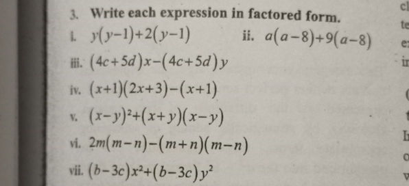3 Write each expression in factored form i | StudyX