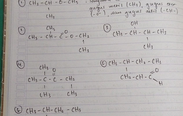 1 CH3-CH-O-CH3 CH3 2 CH3-CH-C(=O)-O-CH2 | StudyX