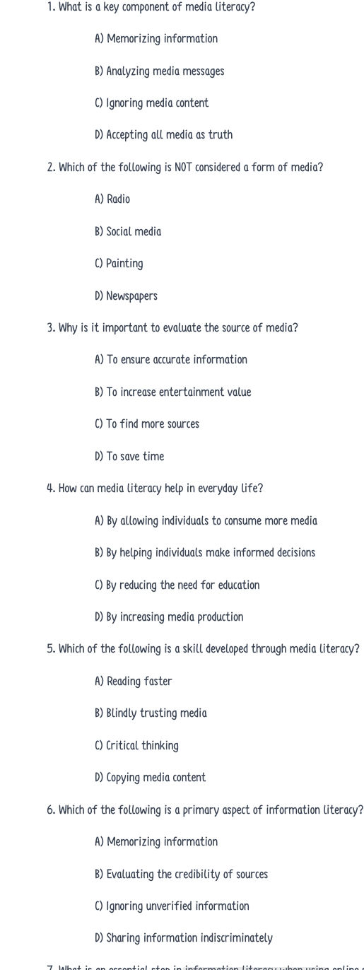 1 What is a key component of media literacy | StudyX