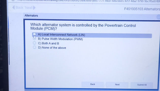 Which alternator system is controlled by the | StudyX