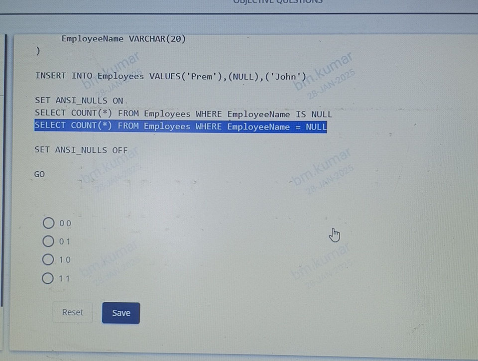 EmployeeName VARCHAR(20) INSERT INTO | StudyX