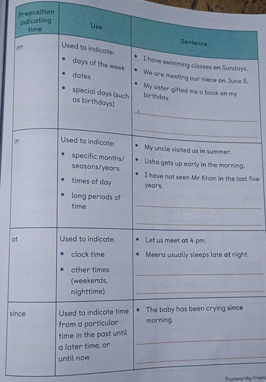 Preposition indicating time Use Sentence | StudyX
