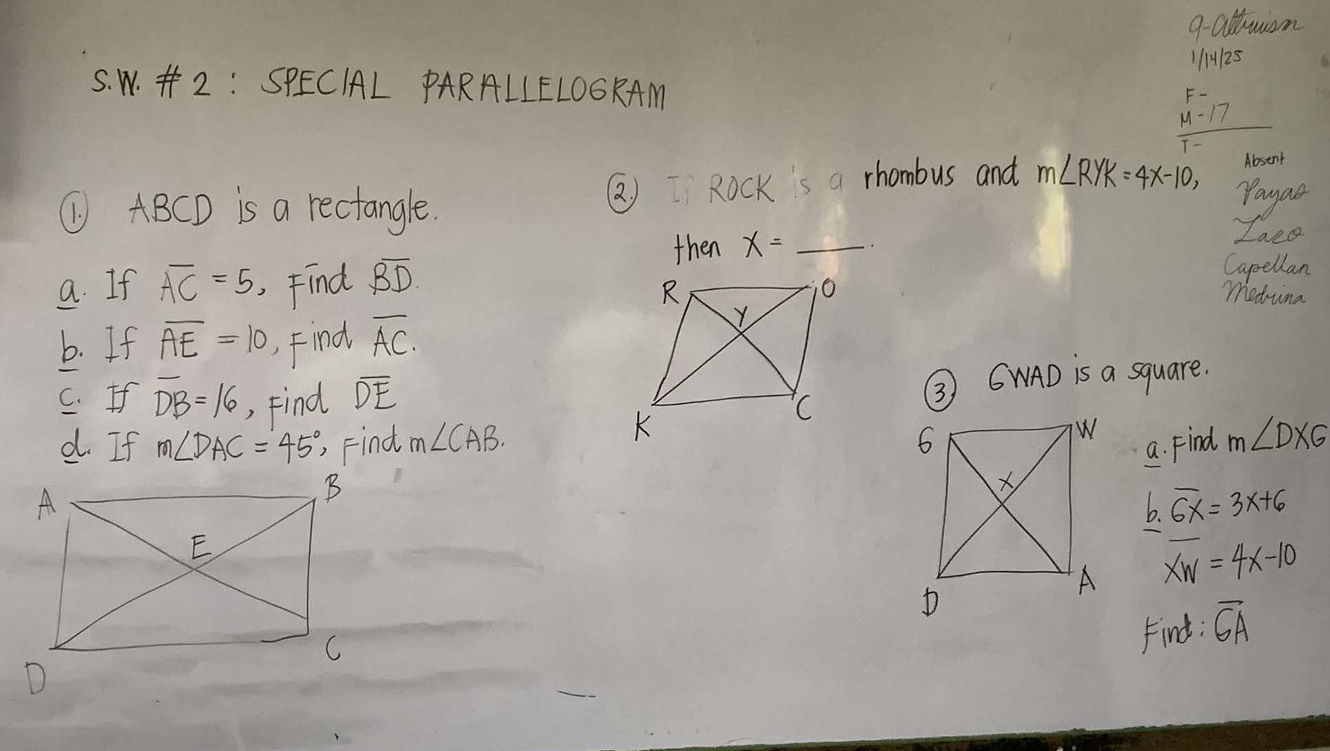 SW 2 SPECIAL PARALLELOGRAM ABCD is a | StudyX