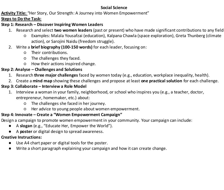Social ScienceActivity Title Her Story Our | StudyX