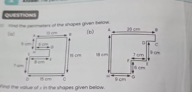 Find the perimeters of the shapes given | StudyX