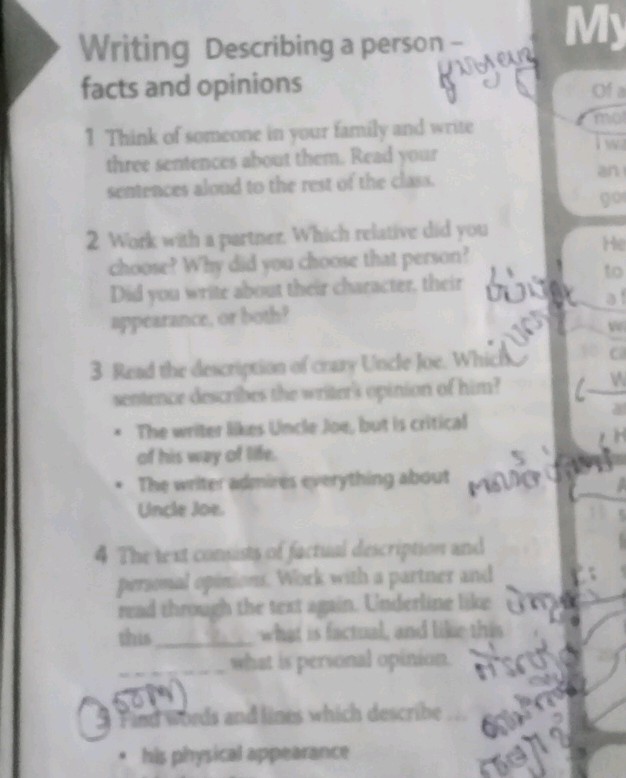 Writing Describing a person - facts and | StudyX