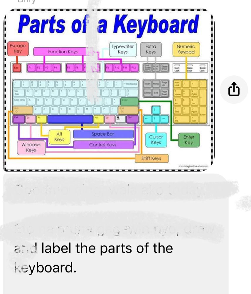 Parts of a Keyboard and label the parts of | StudyX