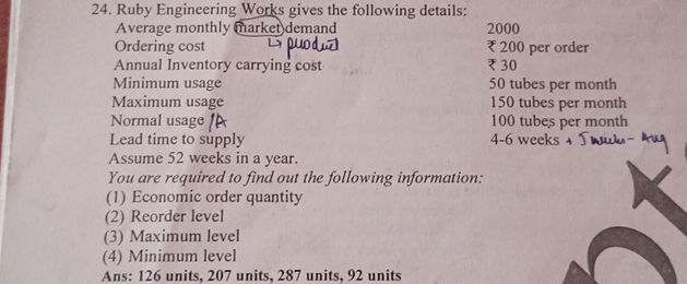 24 Ruby Engineering Works gives the | StudyX