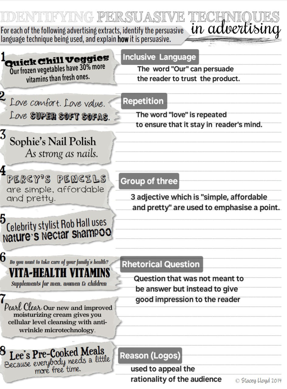 IDENTIFYING PERSUASIVE TECHNIQUES in | StudyX