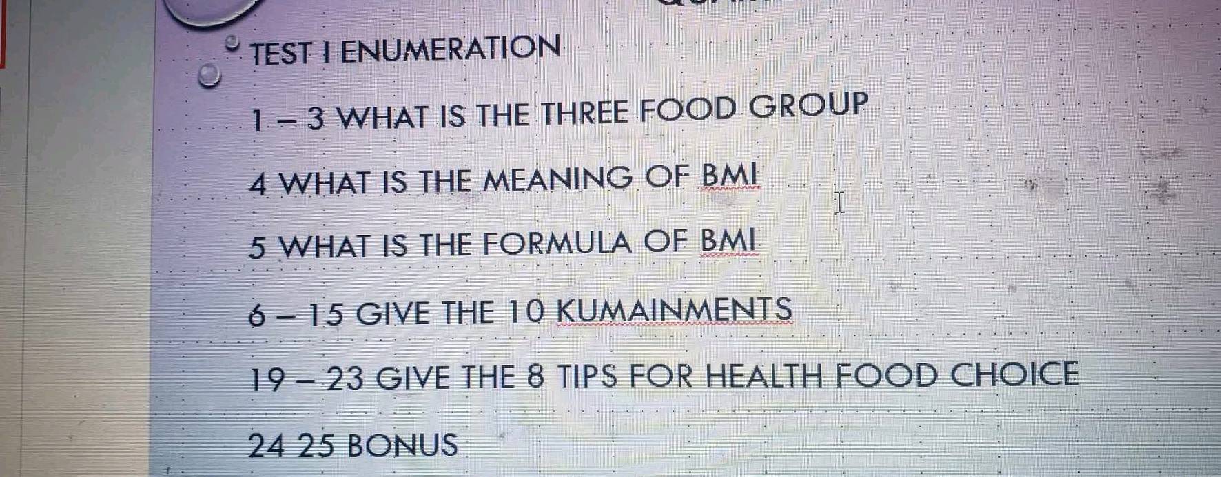 TEST I ENUMERATION 1 - 3 WHAT IS THE THREE | StudyX