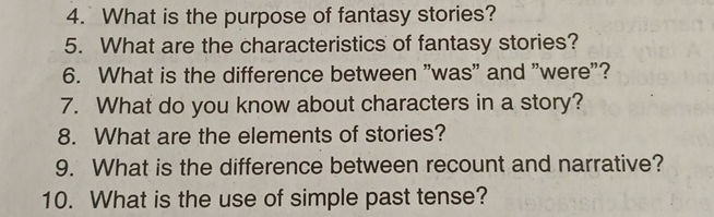 4 What is the purpose of fantasy stories 5 | StudyX