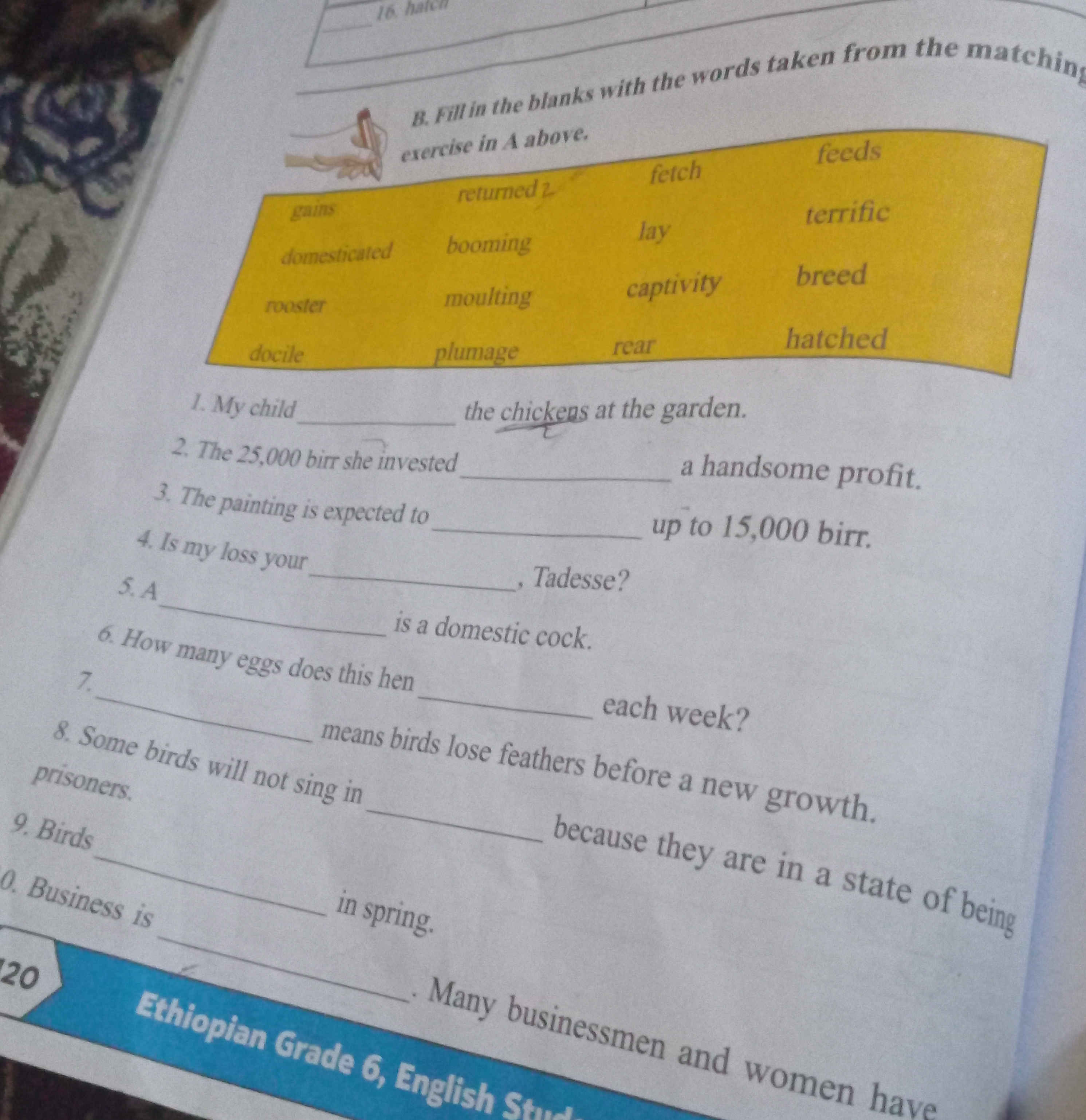 B Fill in the blanks with the words taken | StudyX