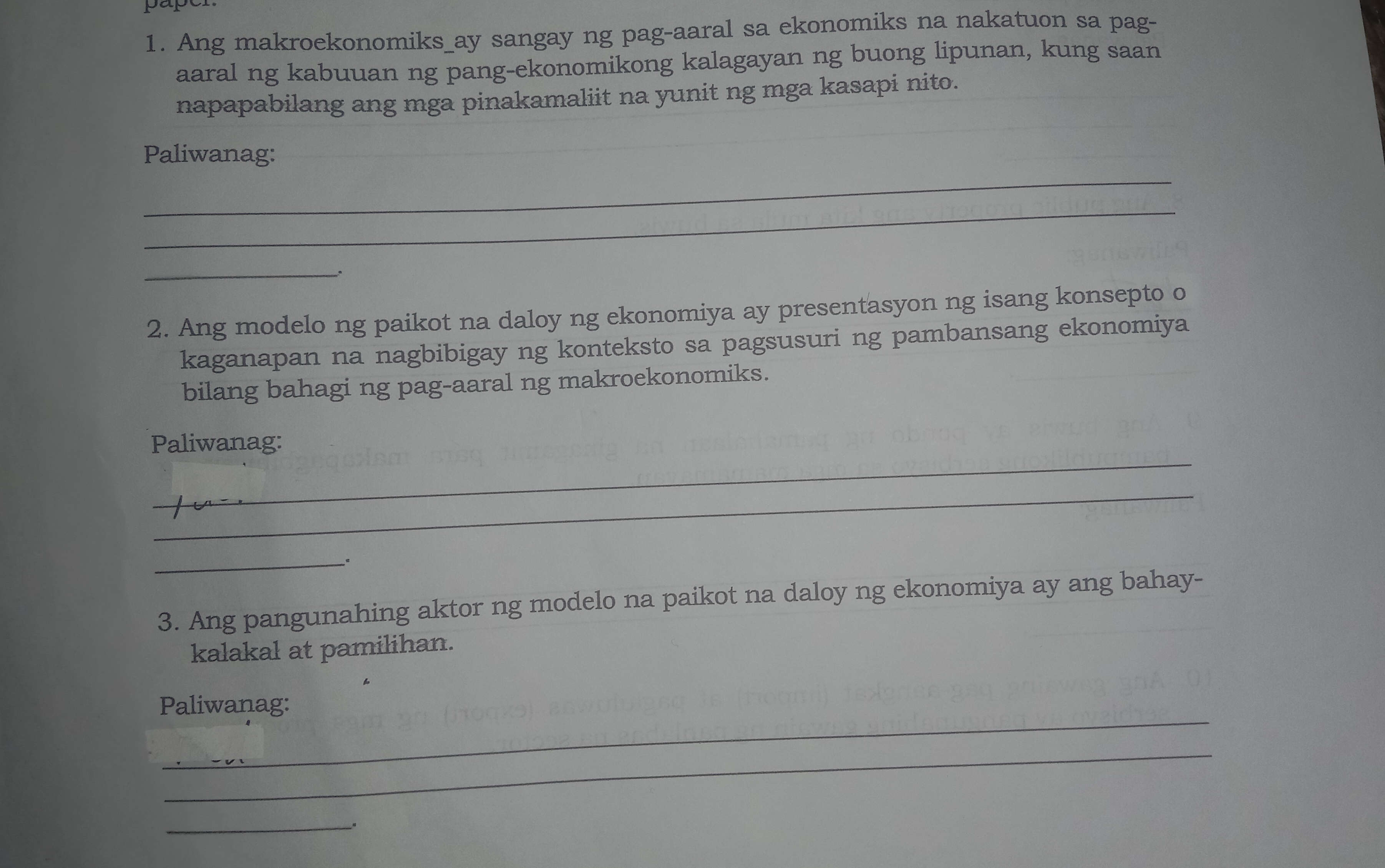 1 Ang makroekonomiks ay sangay ng pag-aaral | StudyX