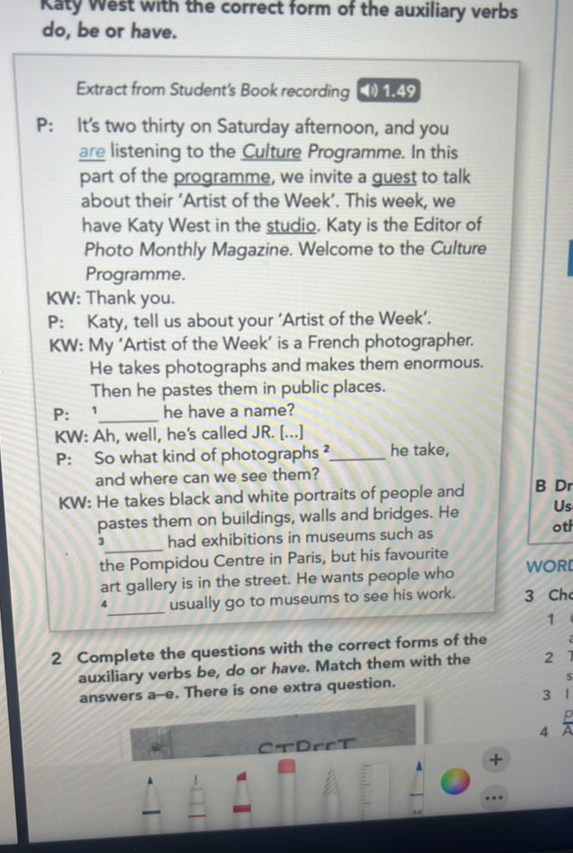 Katy West with the correct form of the | StudyX