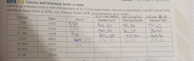 Calcolo dellinteresse lordo e netto Calcola | StudyX