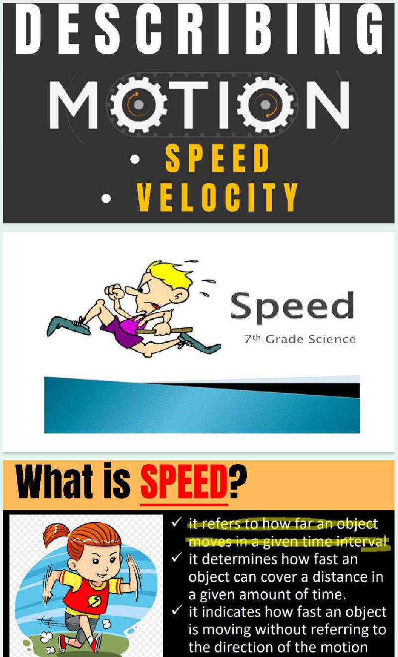 DESCRIBING MOTION SPEED VELOCITY Speed 7th | StudyX
