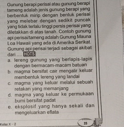 Gunung berapi perisai atau gunung berapi | StudyX