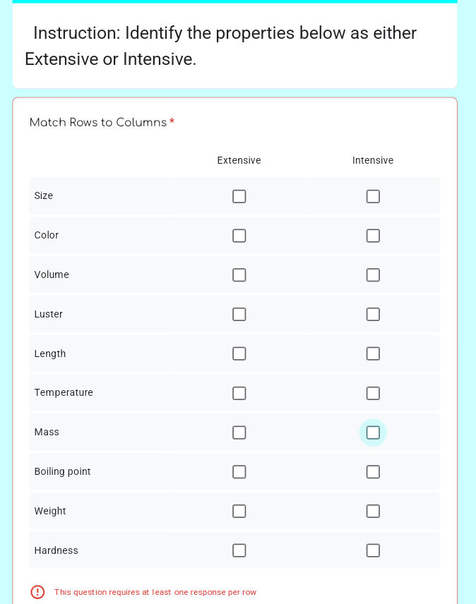 Instruction Identify the properties below as | StudyX