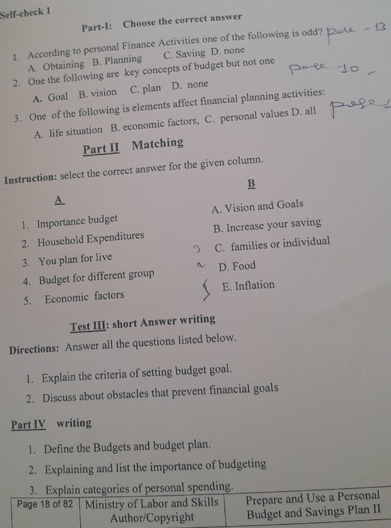 Self-check 1 Part-I Choose the correct | StudyX