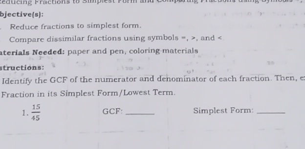 Reducing Fractions to Simplest Form and | StudyX