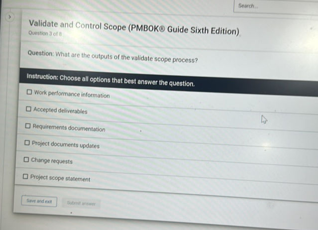 Validate and Control Scope (PMBOK Guide | StudyX