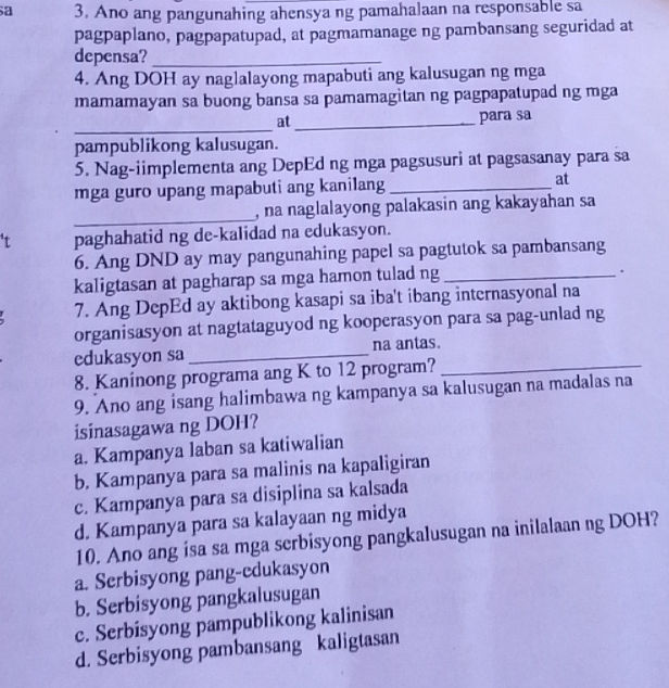 3 Ano ang pangunahing ahensya ng pamahalaan | StudyX