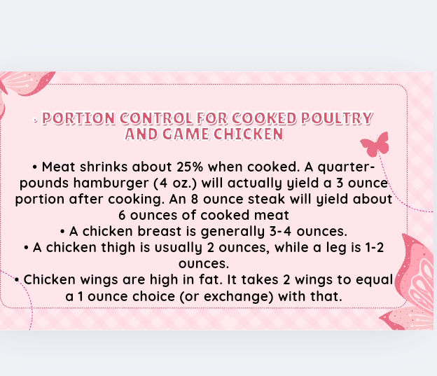 PORTION CONTROL FOR COOKED POULTRY AND GAME | StudyX