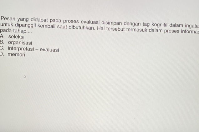 Pesan yang didapat pada proses evaluasi | StudyX