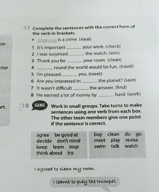17 Complete the sentences with the correct | StudyX