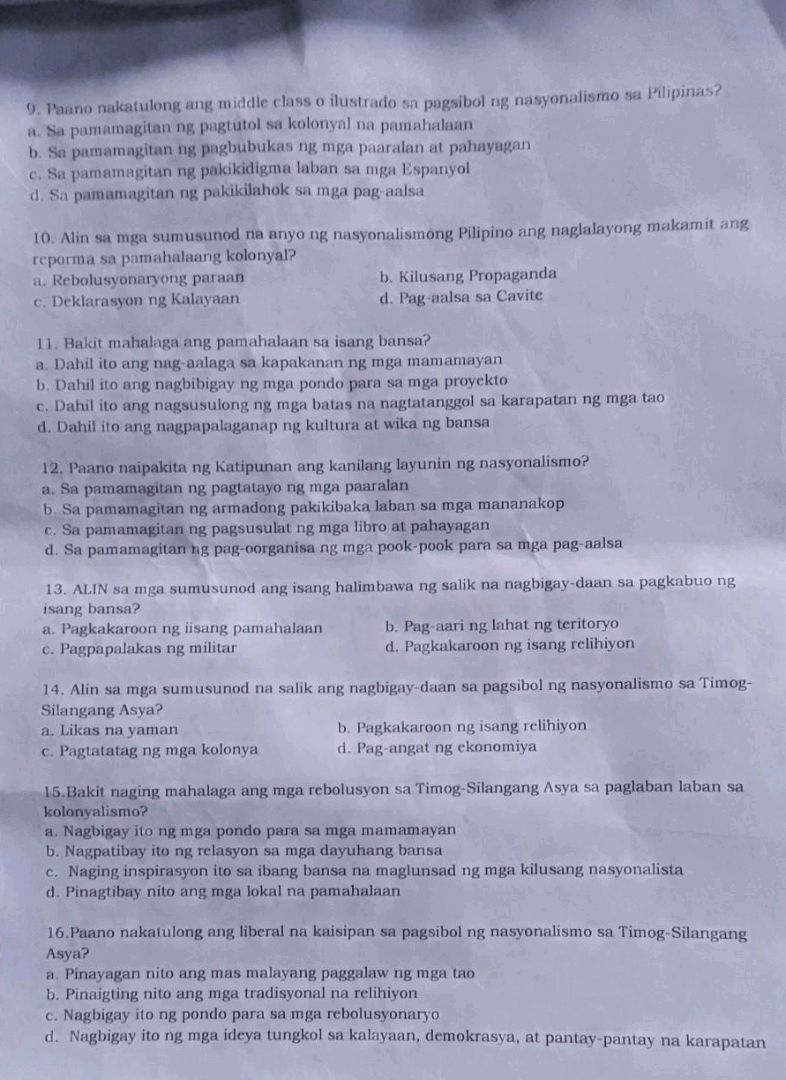 9 Paano nakatulong ang middle class o | StudyX