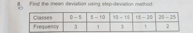 8 Find the mean deviation using