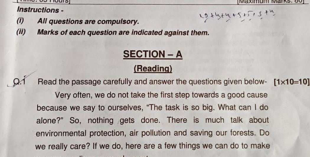 Instructions - (i) All questions are | StudyX