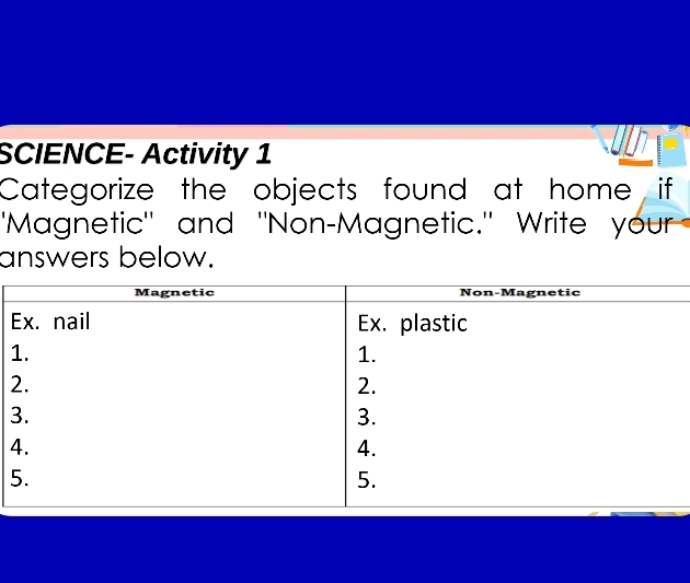 SCIENCE- Activity 1 Categorize the objects | StudyX