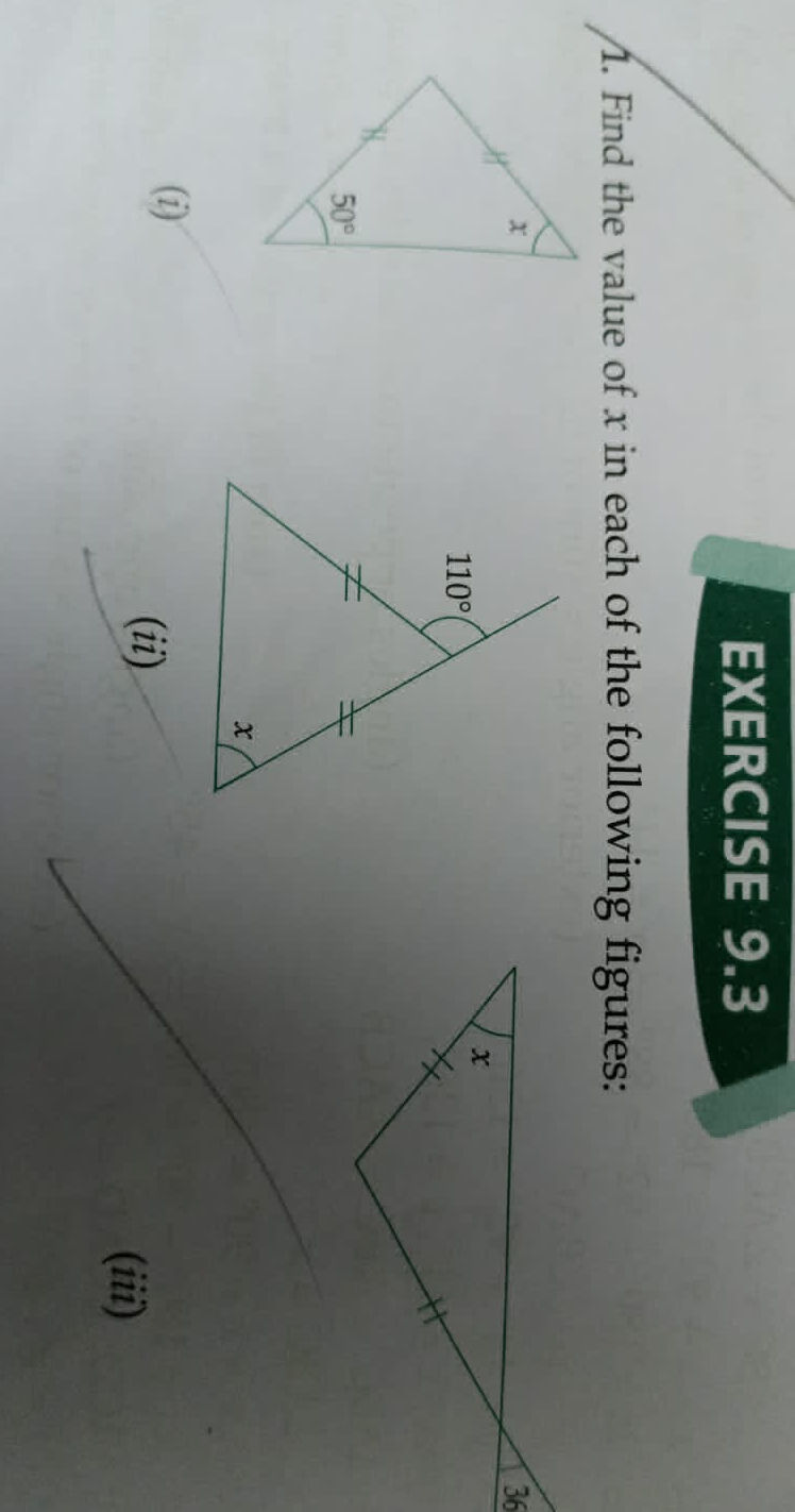 1 Find the value of x in each of the | StudyX