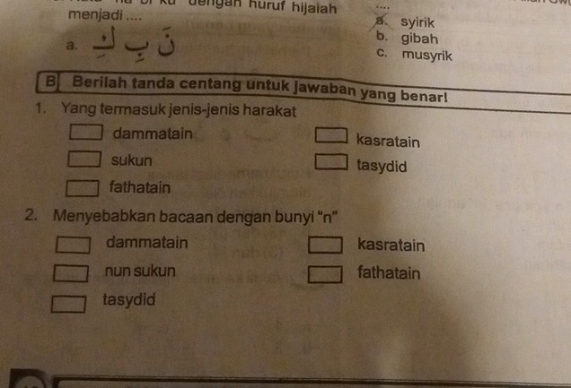B Berilah tanda centang untuk jawaban yang | StudyX