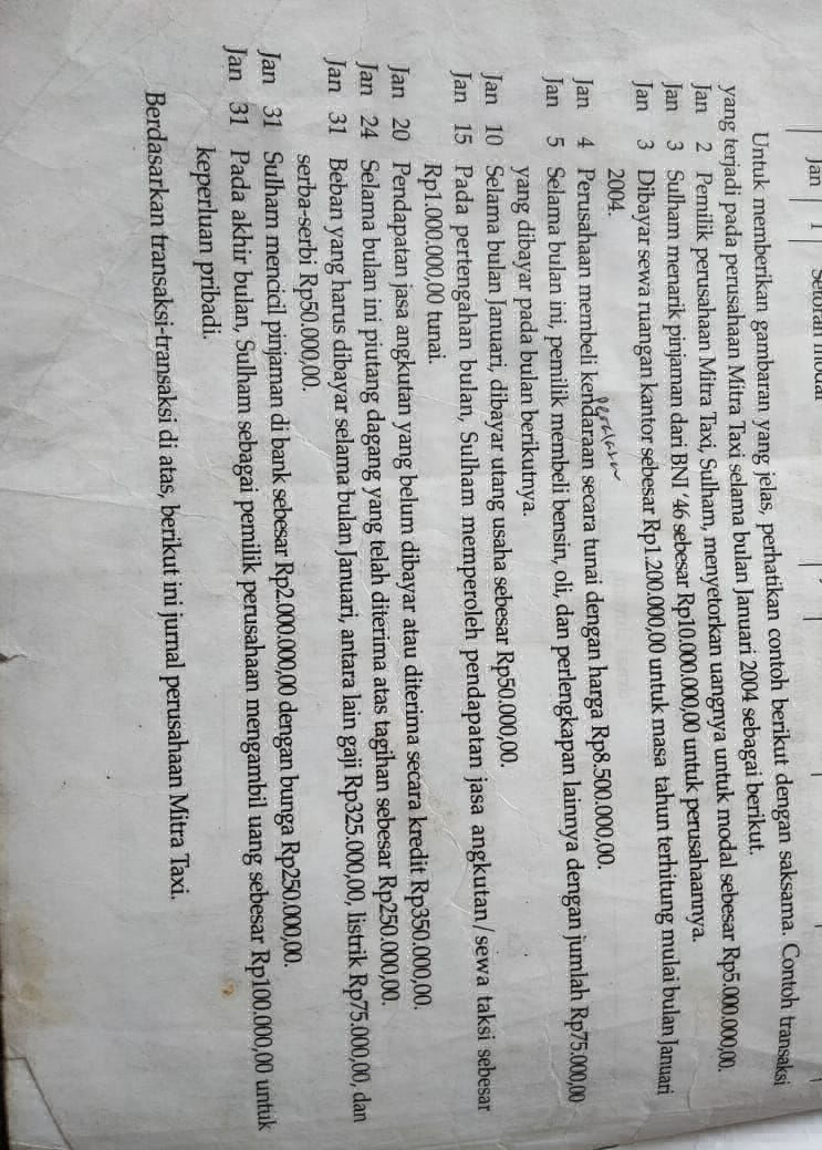 Jan Setoran modal Untuk memberikan gambaran | StudyX