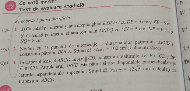 1 a) Calculai perimetrul i aria | StudyX