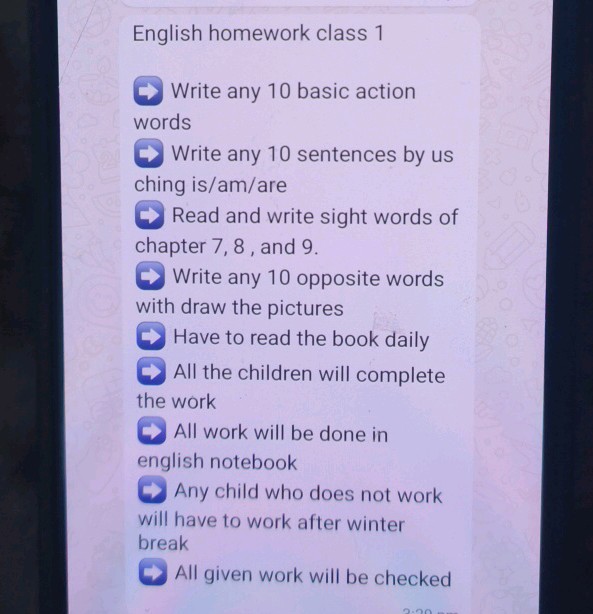 English homework class 1 Write any 10 basic | StudyX