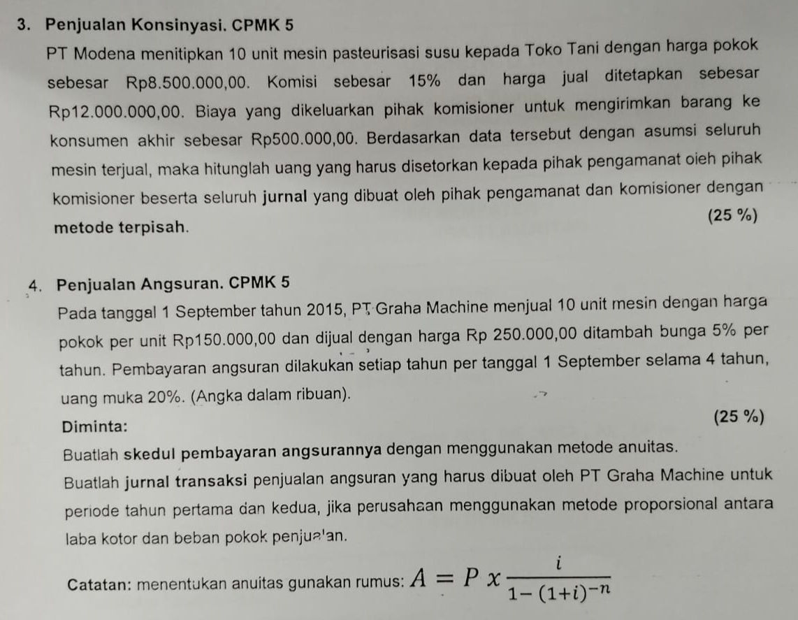 3 Penjualan Konsinyasi CPMK 5 PT Modena | StudyX