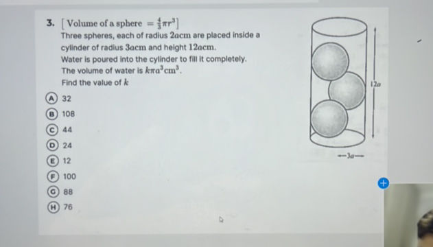 3 Volume of a sphere = ( 43 r3) Three | StudyX