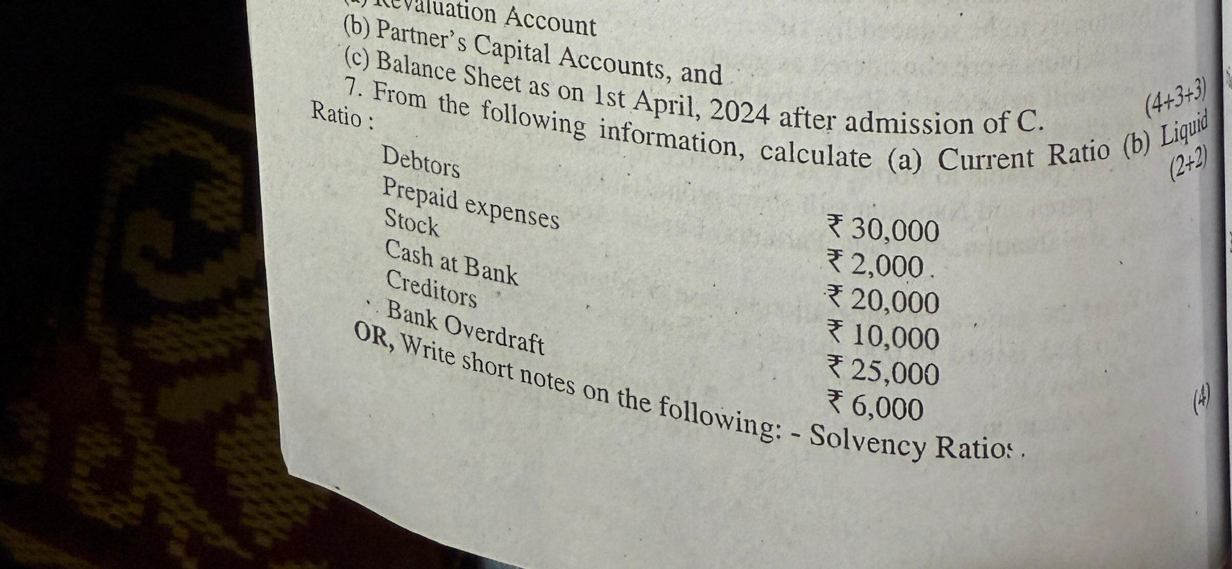 7 From the following information calculate | StudyX