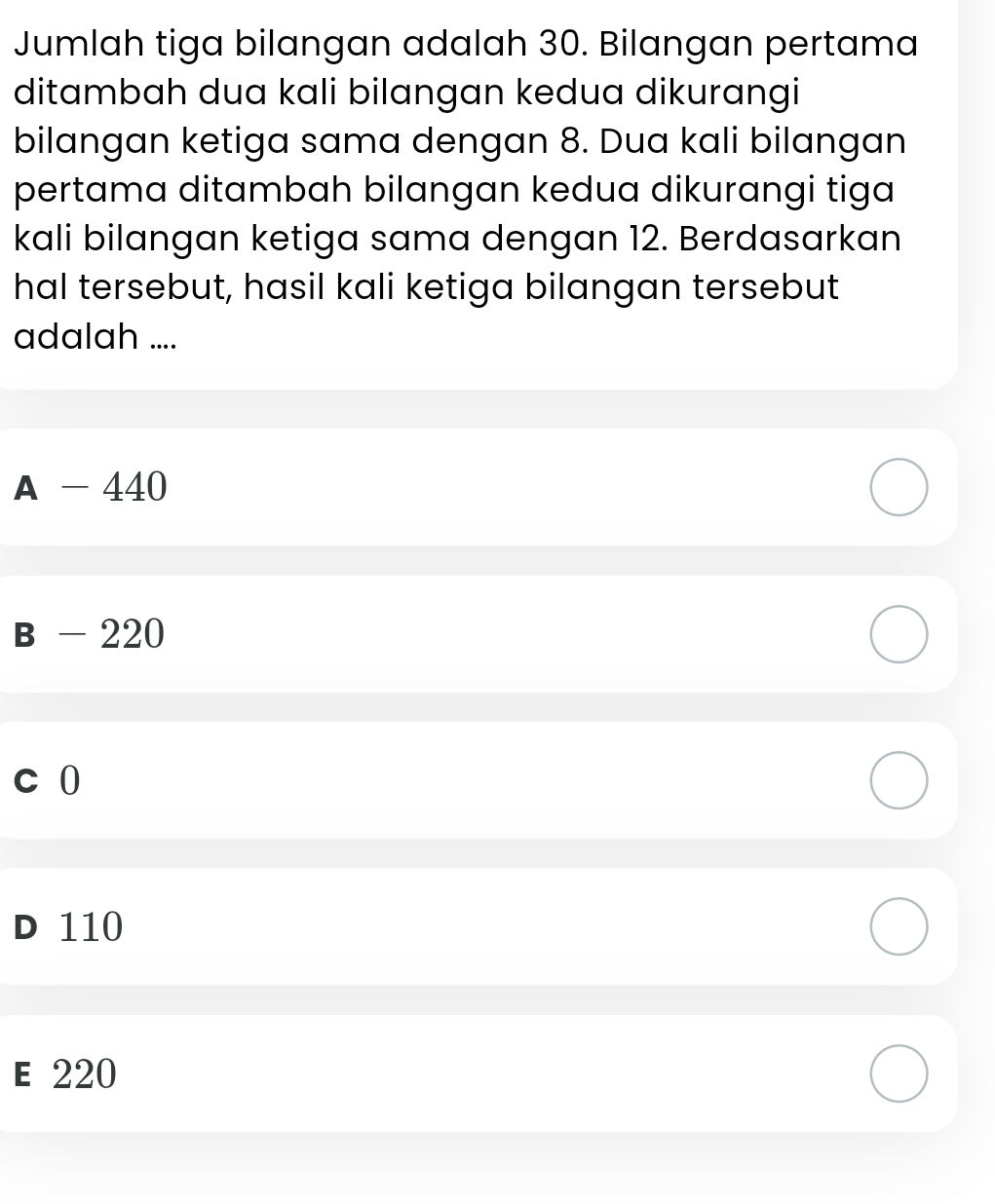 Jumlah tiga bilangan adalah 30 Bilangan | StudyX