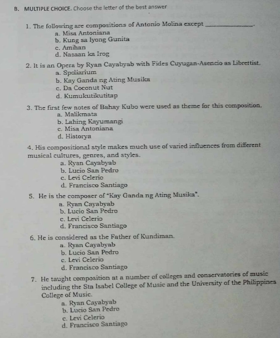 B MULTIPLE CHOICE Choose the letter of the | StudyX