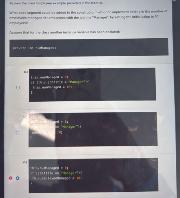 Review the class Employee example provided | StudyX