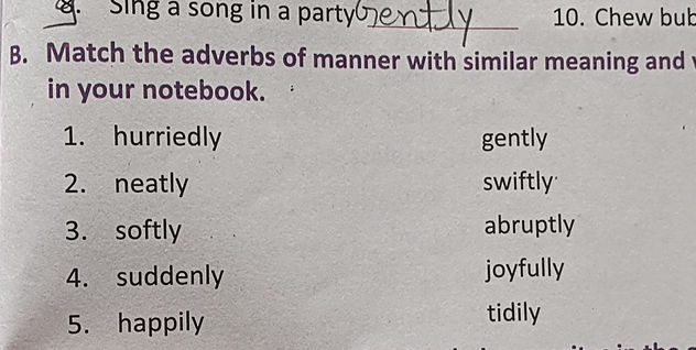 B Match the adverbs of manner with similar | StudyX