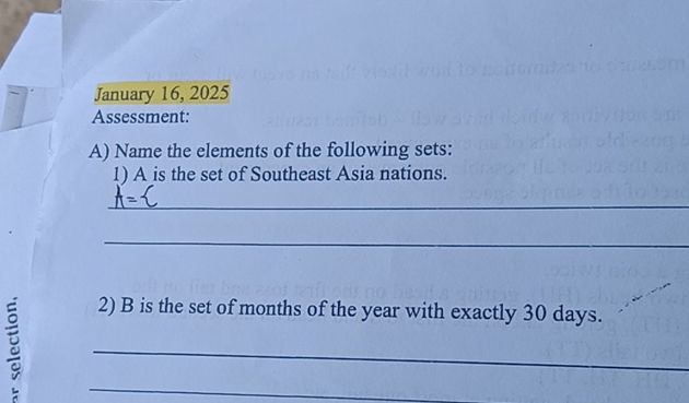 A) Name the elements of the following sets | StudyX