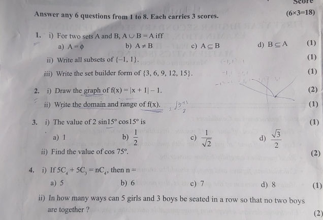 Answer any 6 questions from 1 to 8 Each | StudyX