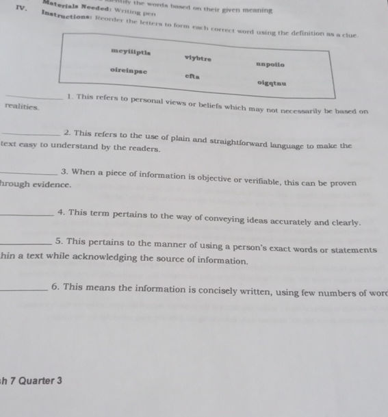 IV Materials Needed Writing pen Instructions | StudyX
