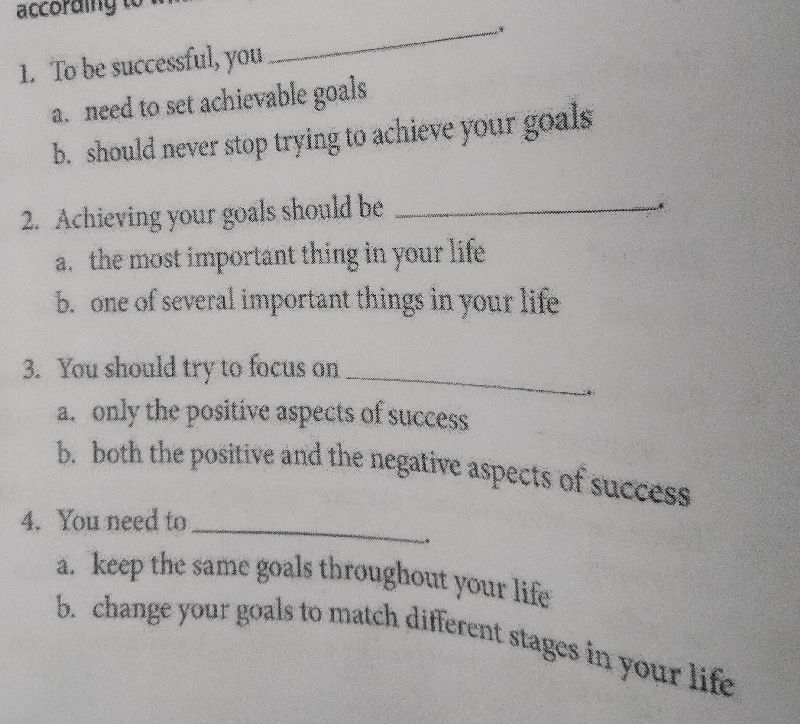 1 To be successful you a need to set | StudyX