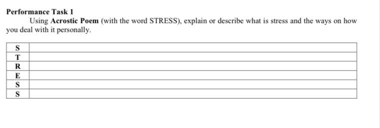 Performance Task 1 Using Acrostic Poem (with | StudyX